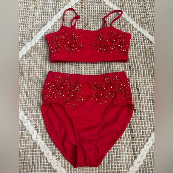 Other | Pole Dance Costume With Hand Sewn Appliqus And Rhinestones ...